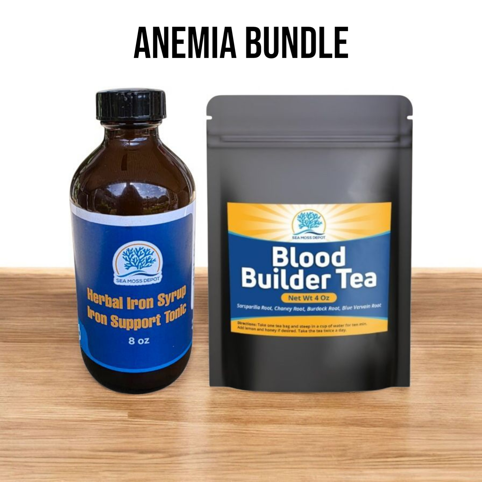 🌿 Anemia Support Bundle – Herbal Iron Syrup & Blood Builder Tea for En ...